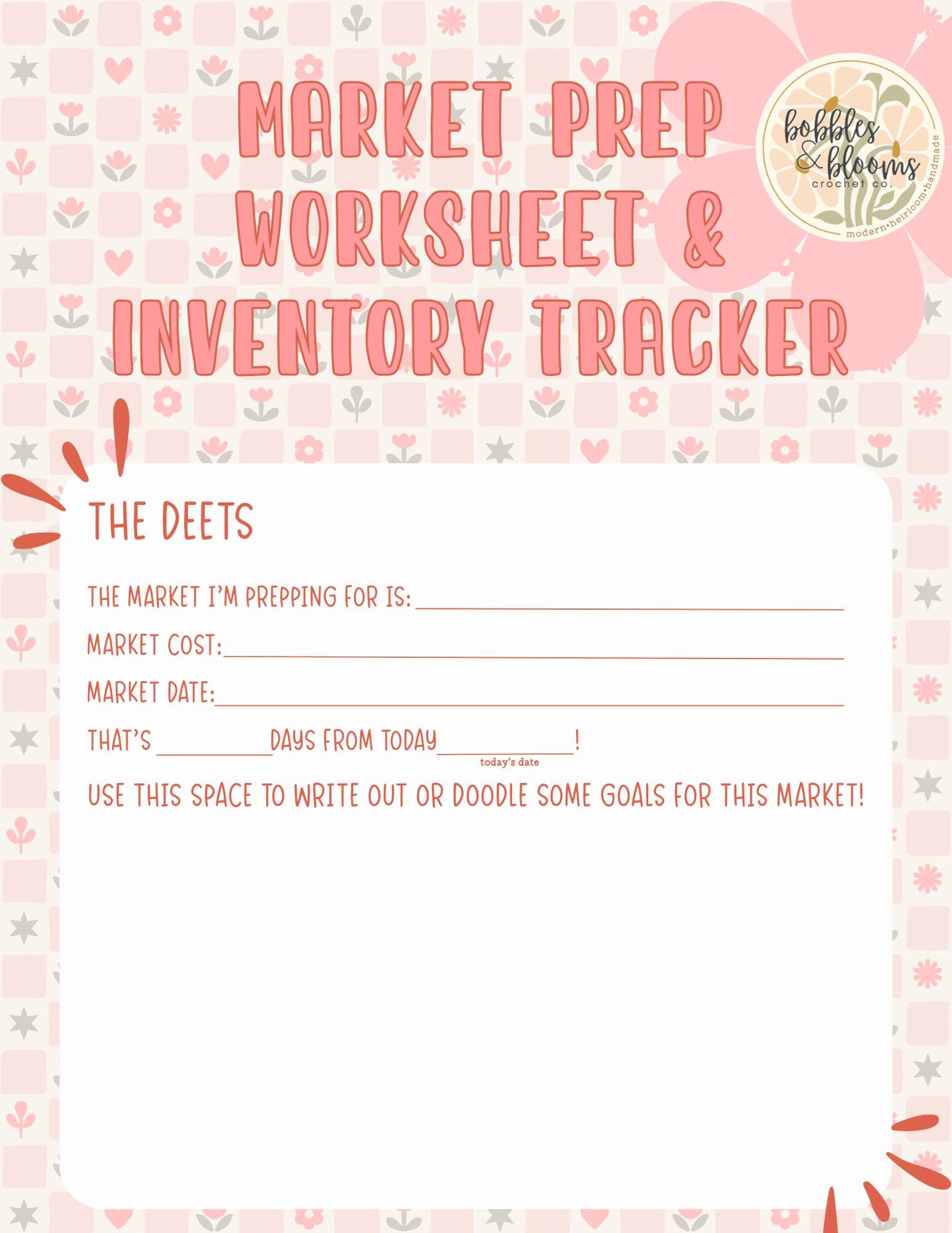 Handmade Maker Inventory and Market Prep Worksheet and Tracker - Etsy
