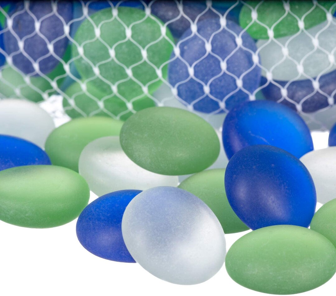 Flat Marbles Vase Filler 3lb 315 Pcs Aqua White Cobalt and Green Glass ...