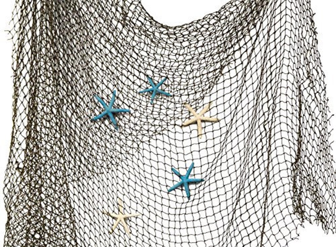 Fishing Net 5' X 7' With Blue and White Finger Starfish | Net With ...