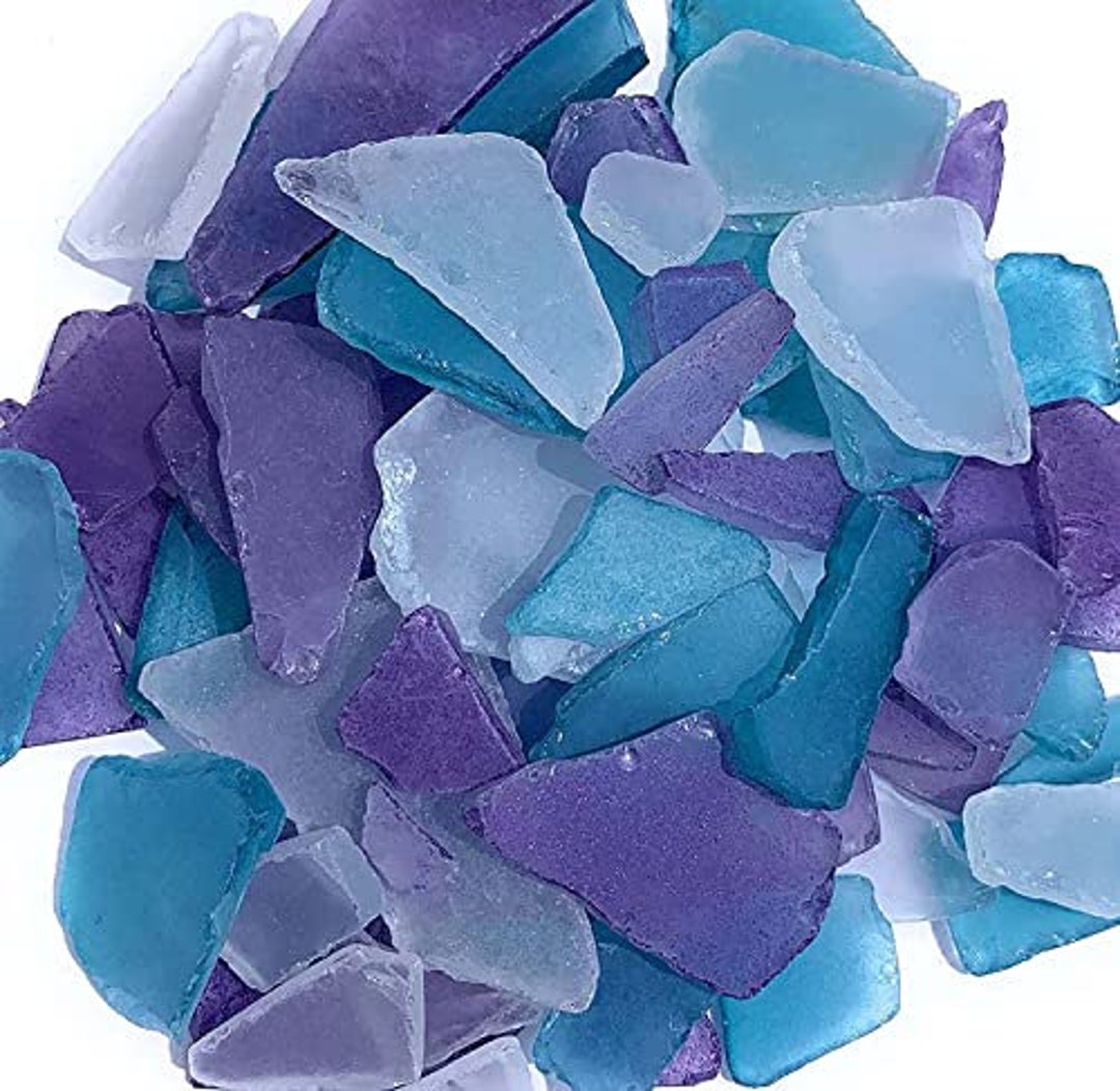Sea Glass 11oz Purple Caribbean Blue and White Tumbled Sea Glass Decor ...