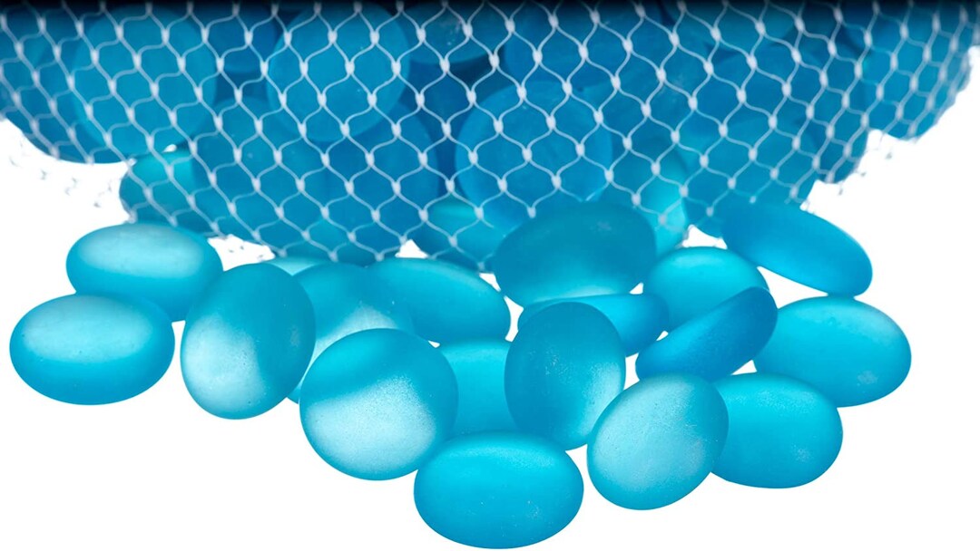 Flat Marbles Vase Filler 0.68lb 70 Pcs Aqua Glass Pebble Vase Clear ...