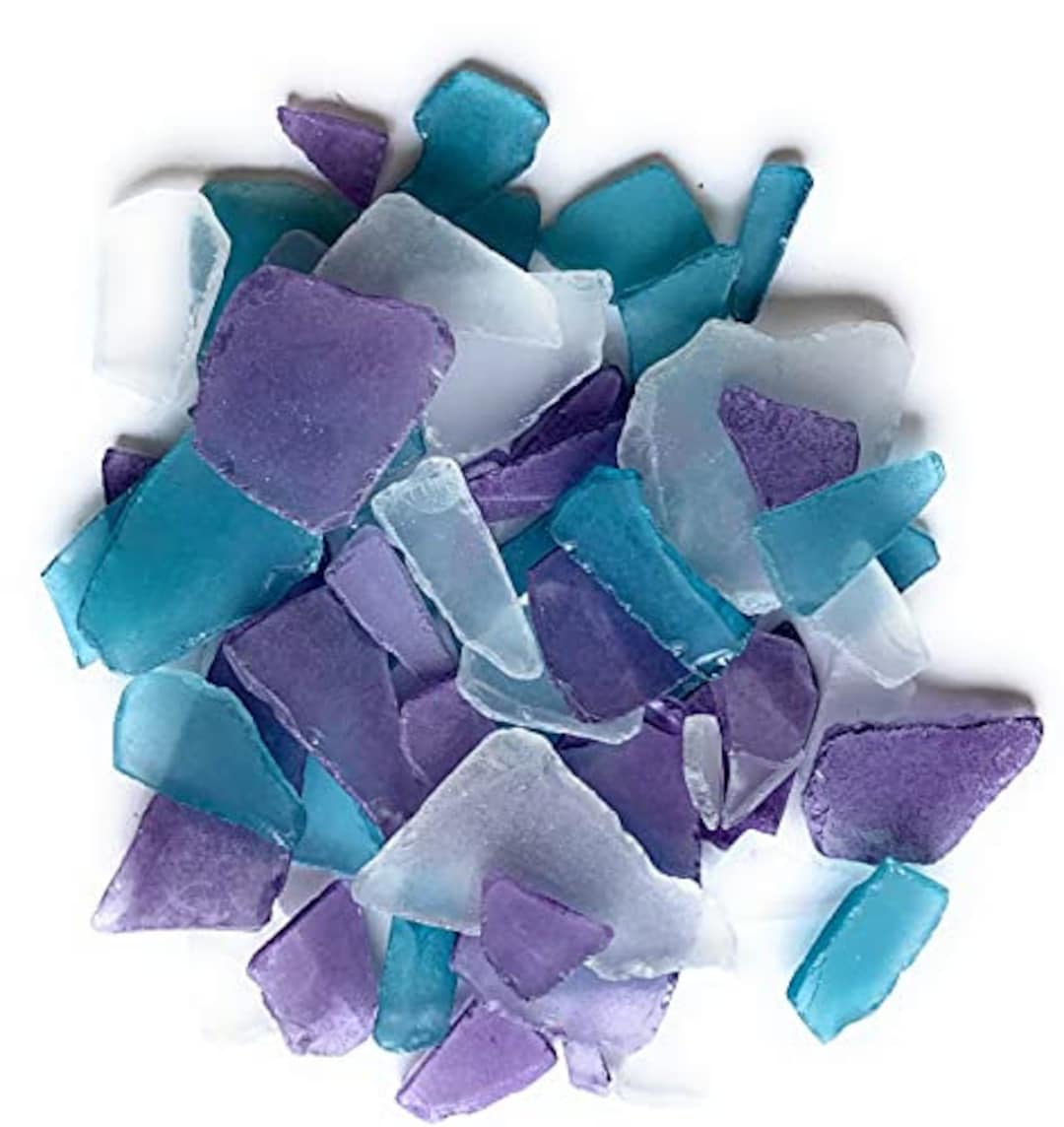 Sea Glass Craft Beach Glass Craft 22 Oz Purple Caribbean Blue and White ...