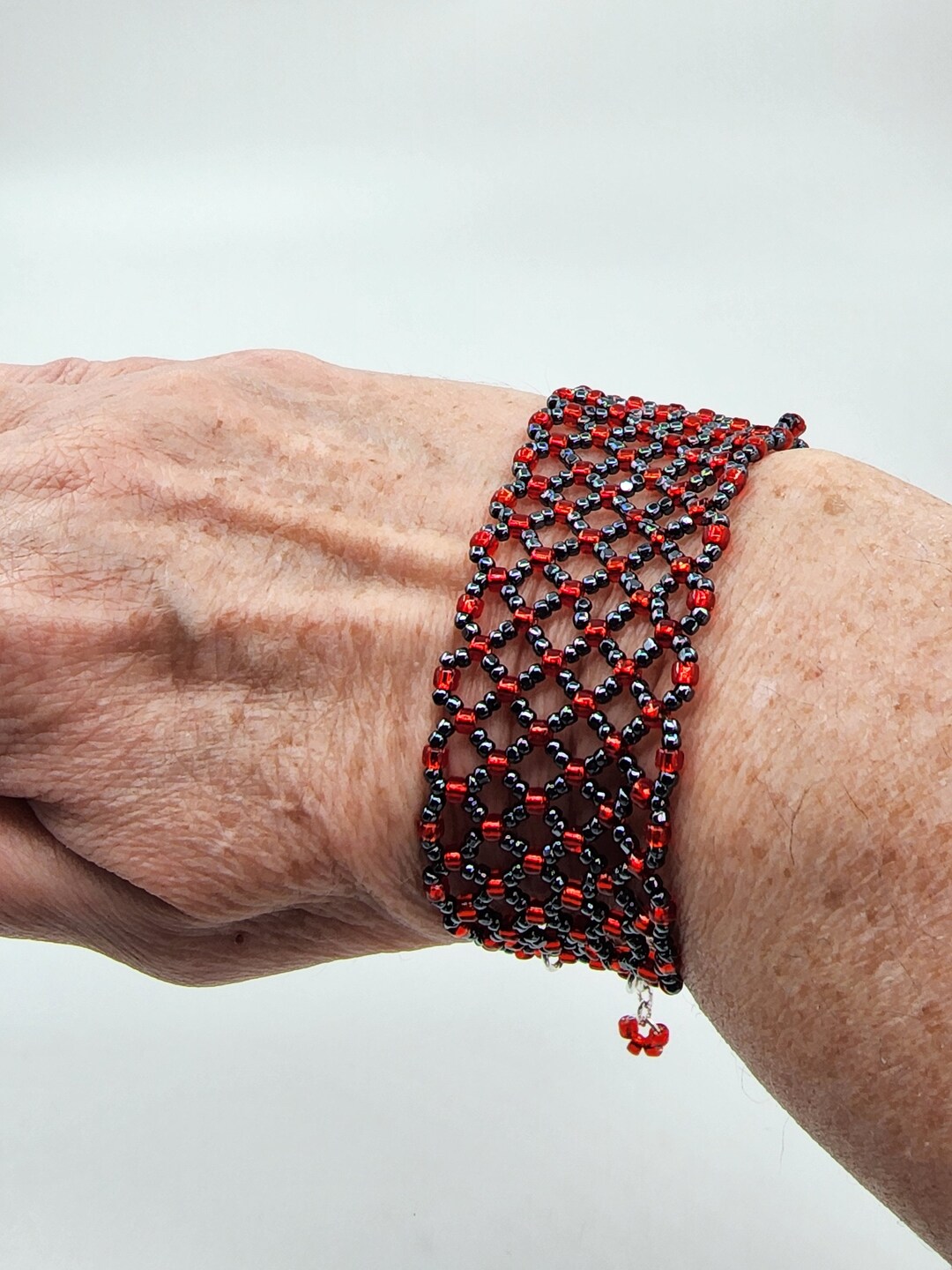 Dark Goth Victorian Beaded Bracelet for Her, Handmade Gothic Black and ...