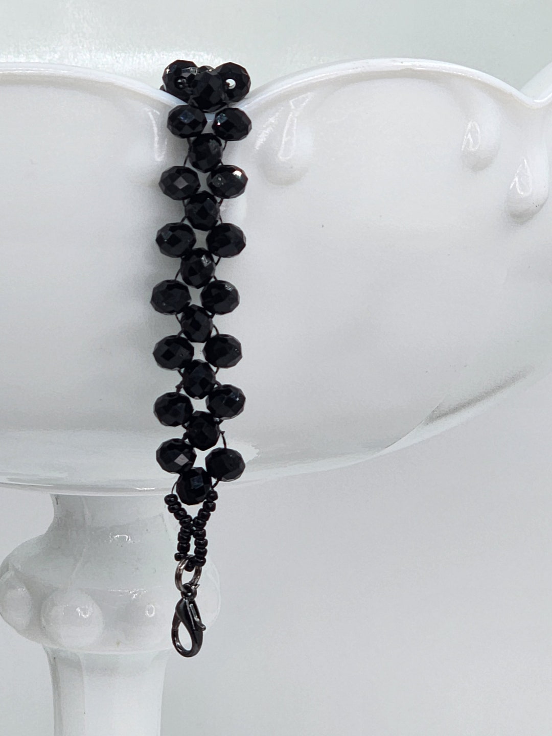 Victorian Goth Black Crystal Bracelet, Black Crystal Bracelet for Her ...