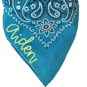 Personalized Custom Text Chain Stitch Embroidered Bandana Kids Choose ...