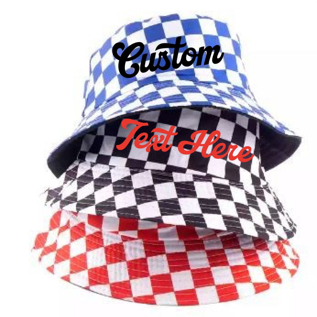 Kids Personalized Checker Bucket Hat Personalized Sun Hat Embroidered ...