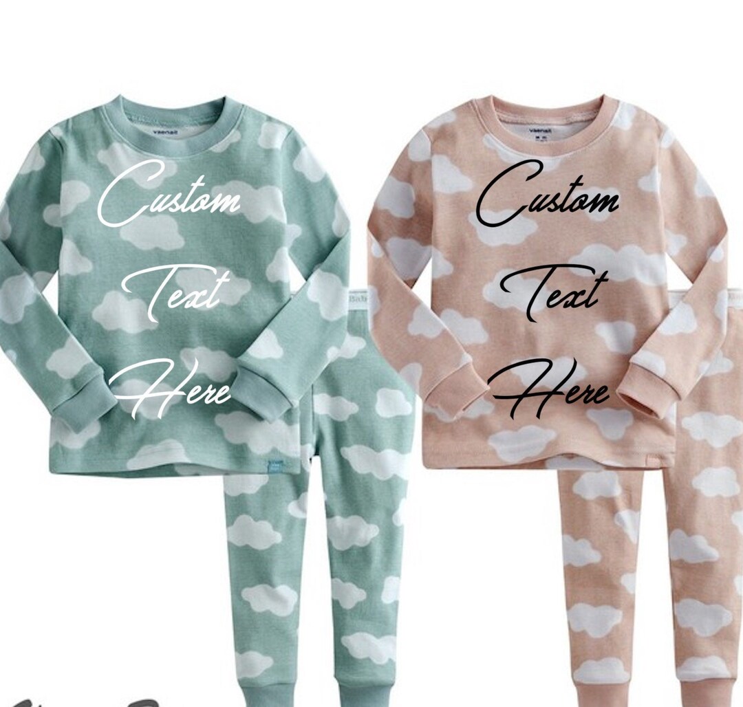 KIDS Personalized Cloud Pajamas Unisex Cloud Pajamas CUSTOM Text Pj's ...