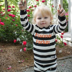 KIDS Prisoner Costume Inmate Pajamas Kids Customized Black and White ...