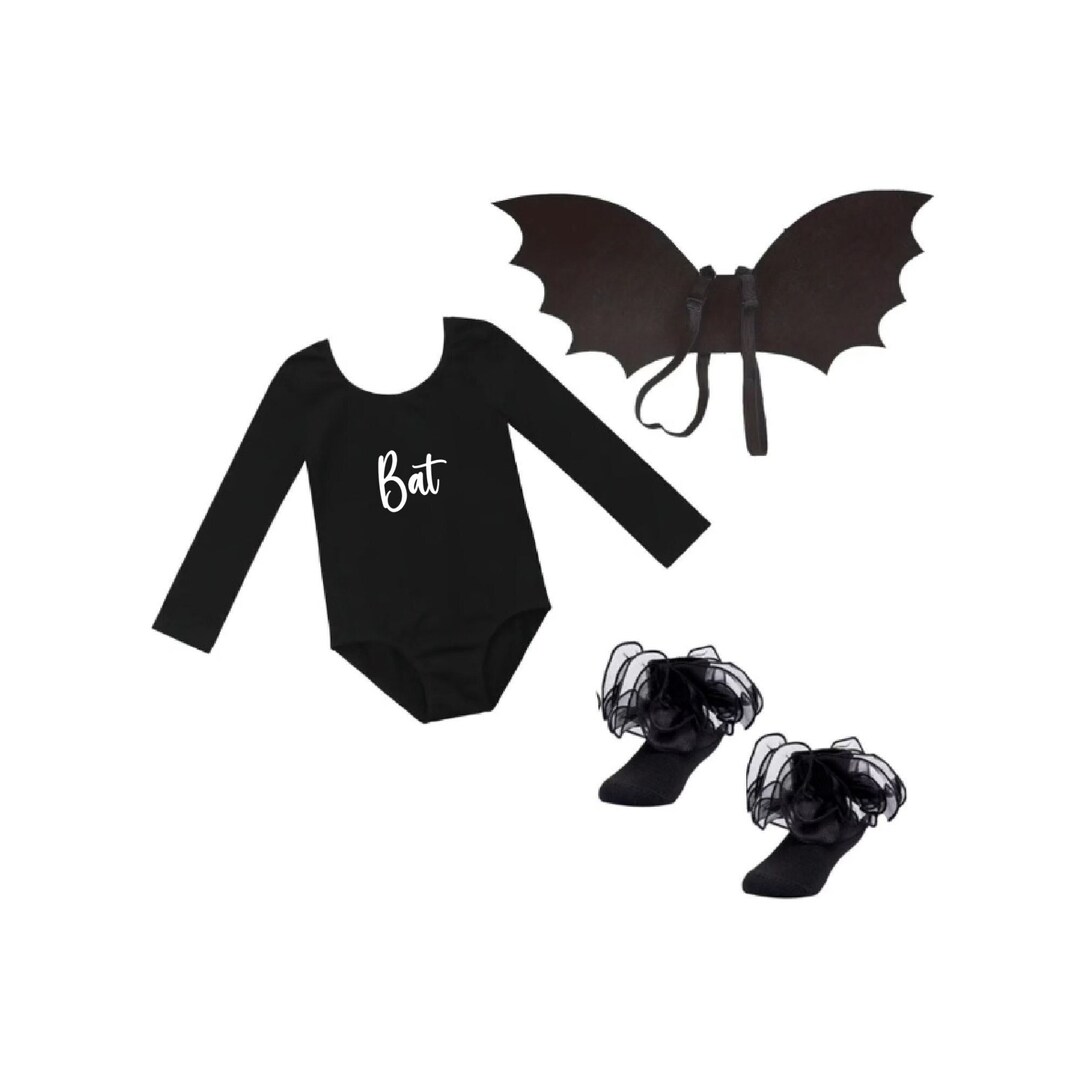 Girls Bat Costume Black Bat Outfit Kids Customized Black Leotard and ...
