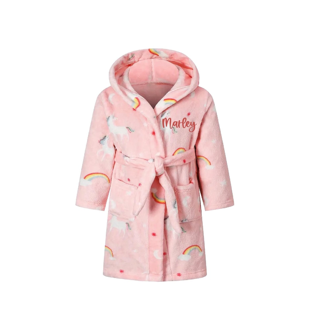 KIDS Personalized Plush Unicorn Rainbow Microfleece Robe Children's ...