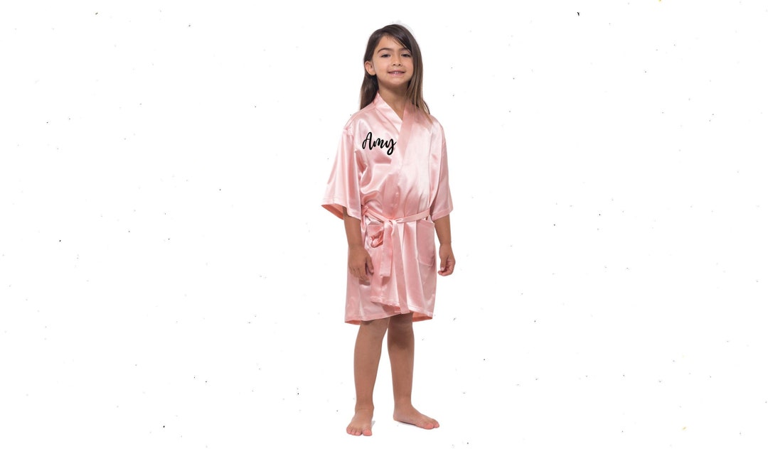 KIDS Personalized Satin Robe Flower Girl Robe Satin Pink Robe Spa ...