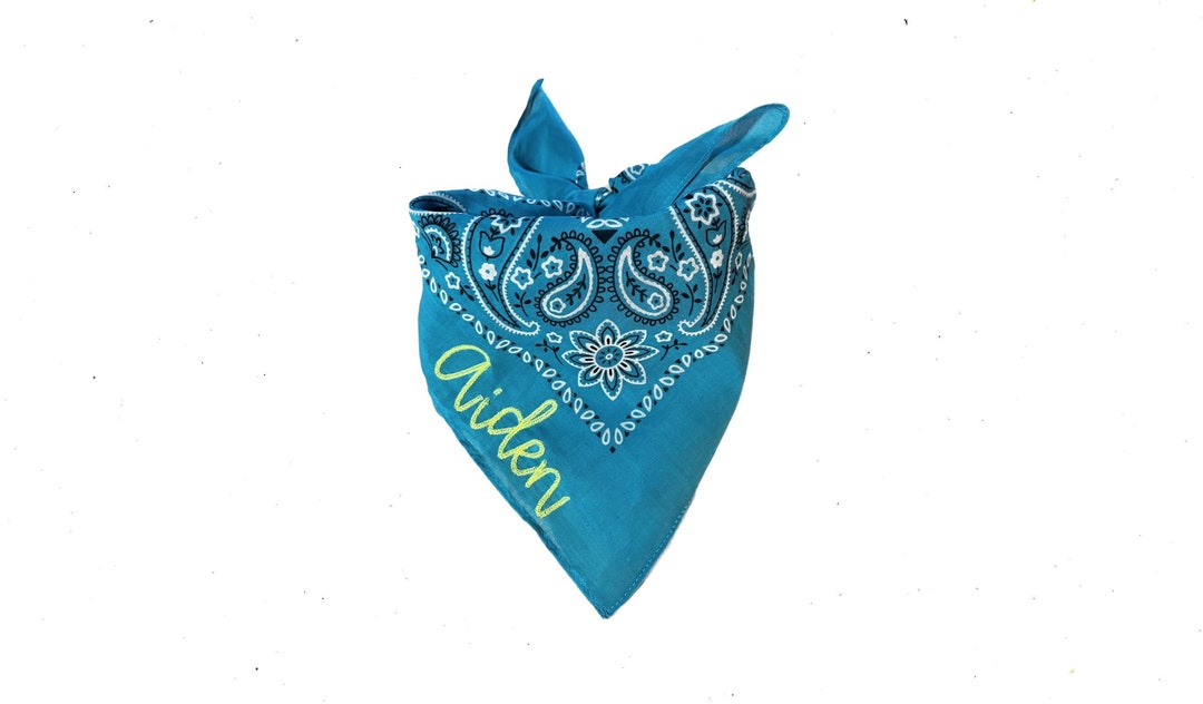 Personalized Custom Text Chain Stitch Embroidered Bandana Kids Choose ...