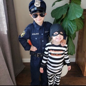 KIDS Prisoner Costume Inmate Pajamas Kids Customized Black and White ...