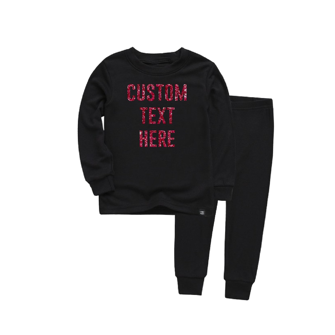 Kids Glitter Text Pajamas Personalized Pajama Set Childrens Sparkly ...