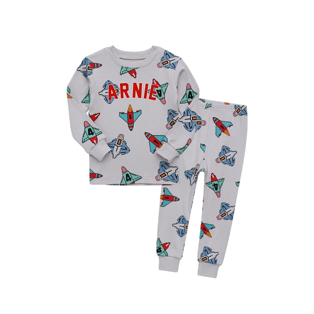 Kids Fighter Jet Pajamas Boys Customized Airplane Outfit Youth ...