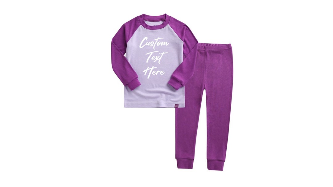 KIDS Personalized Purple Pajama Set Childrens Custom Text Long Sleeve ...