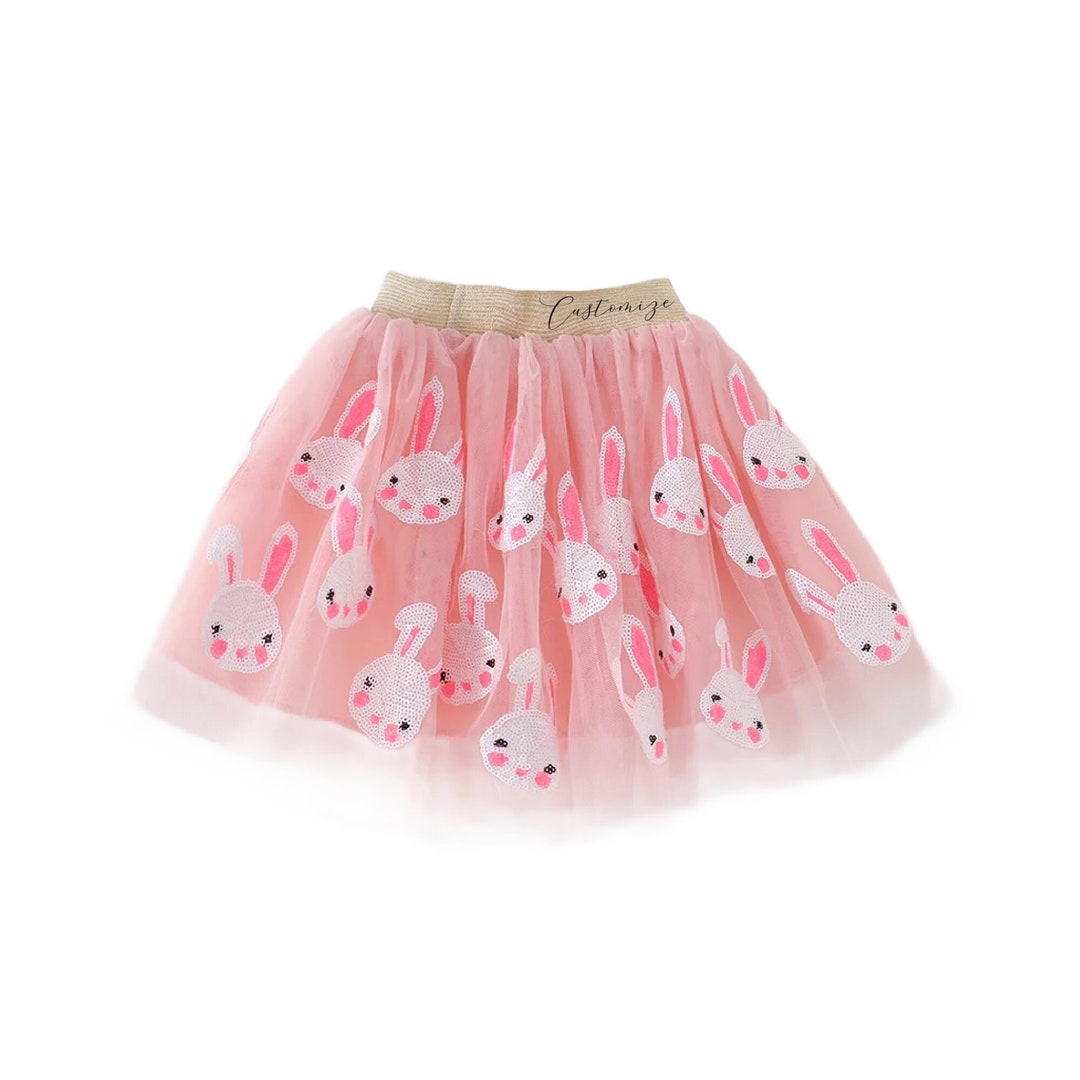 Girls Personalized Bunny Tutu Custom Text Easter Skirt Pink Sequin ...