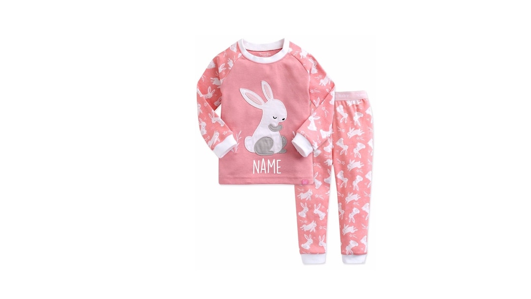 Girls Pink Personalized EASTER Pajamas Kids Rabbit Pajamas Youth CUSTOM ...