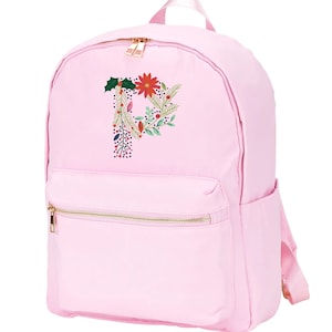 Kids Floral Monogram Backpack School Bag Teen Back to School Book Bag ...