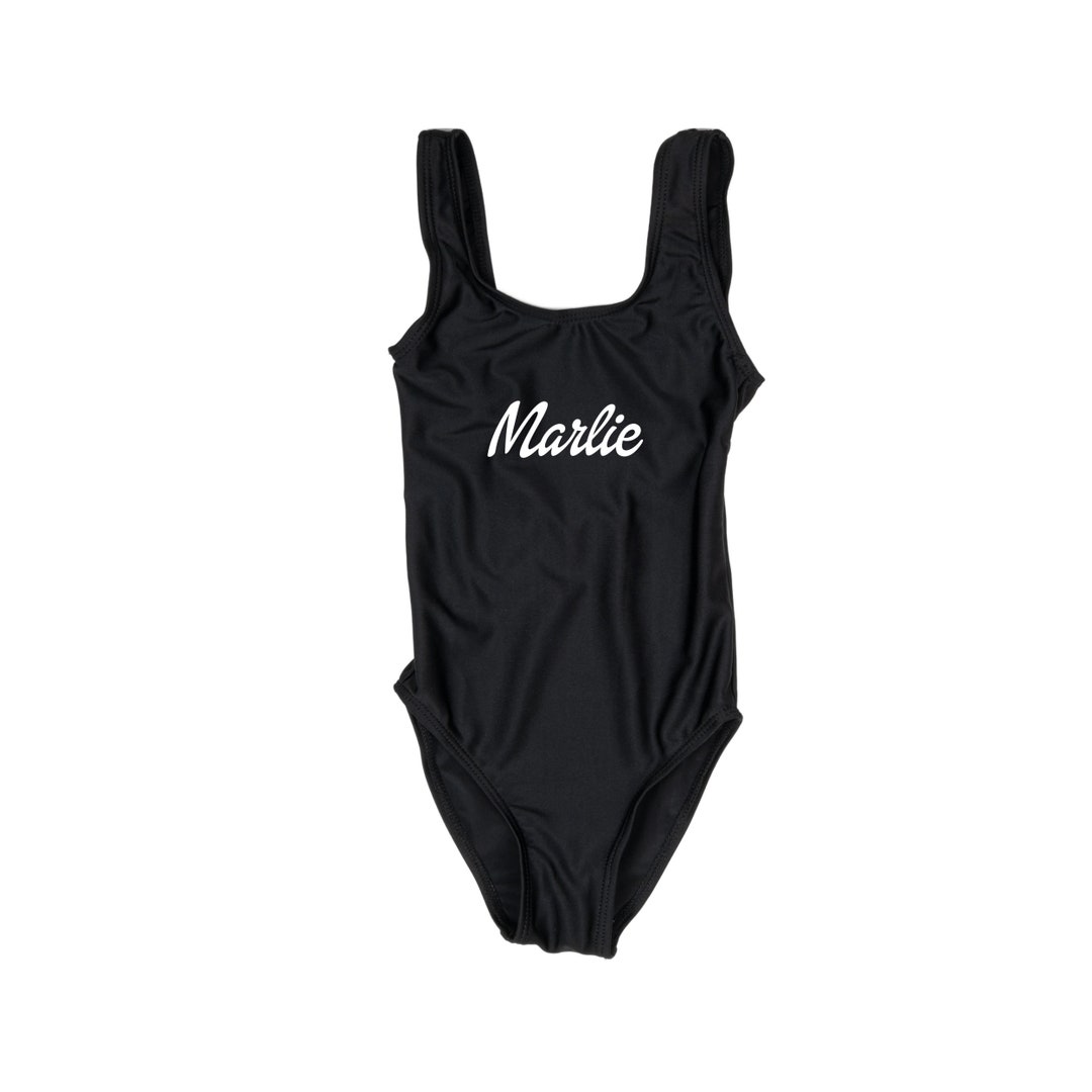 Girls CUSTOM One Piece Black Swimsuit Personalized Girls Swimwear Black ...
