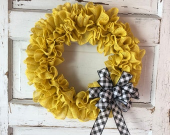 Yellow Burlap Wreath | Etsy