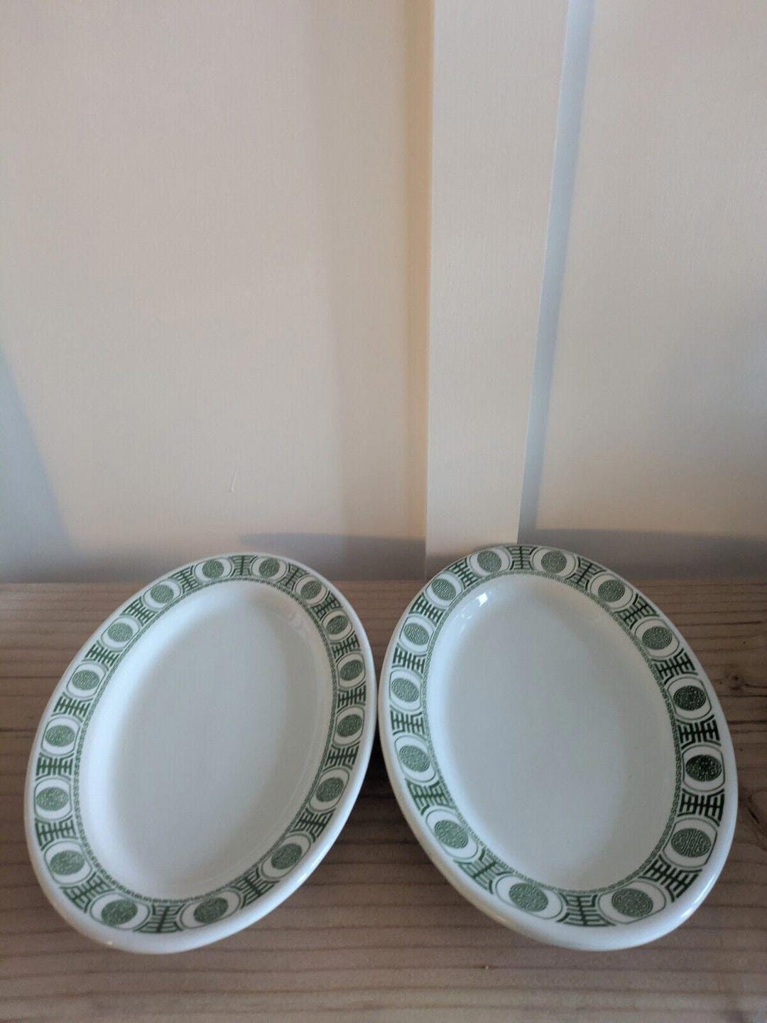 2 Railroad Restaurant Ware Semi-vitreous Buffalo Pottery Plates Green 9 ...