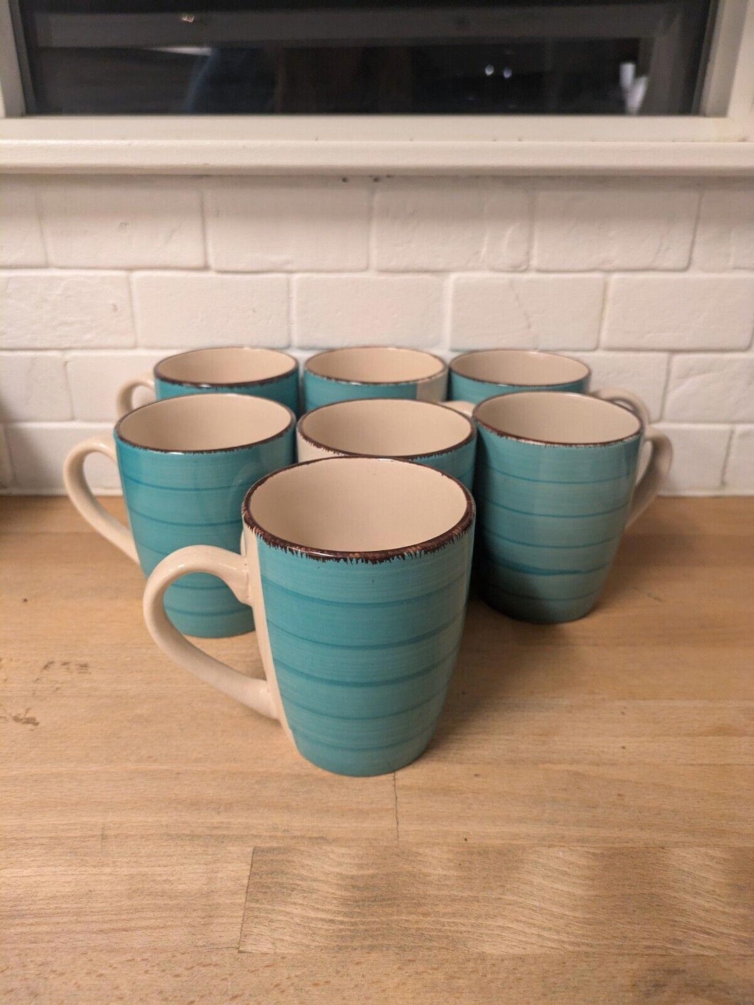 Royal Norfolk Turquoise Blue Swirl Stoneware 7 Pc Set 12oz Coffe Mug - Etsy