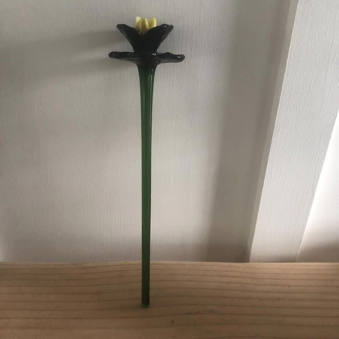 Vintage Art Glass Purple Long Stem Glass Flower 11” - Etsy