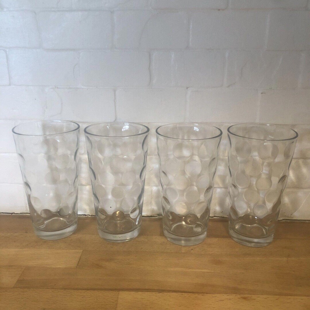 Anchor Hocking Coin Polka Dot Circleware Thumbprint Glass Tumblers Set ...