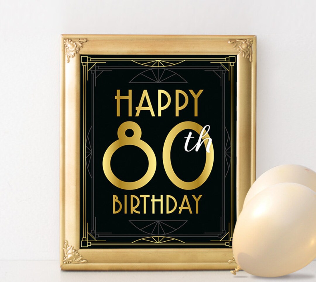 80th Birthday Poster - Happy 80th Birthday Sign. 80 Birthday Party ...
