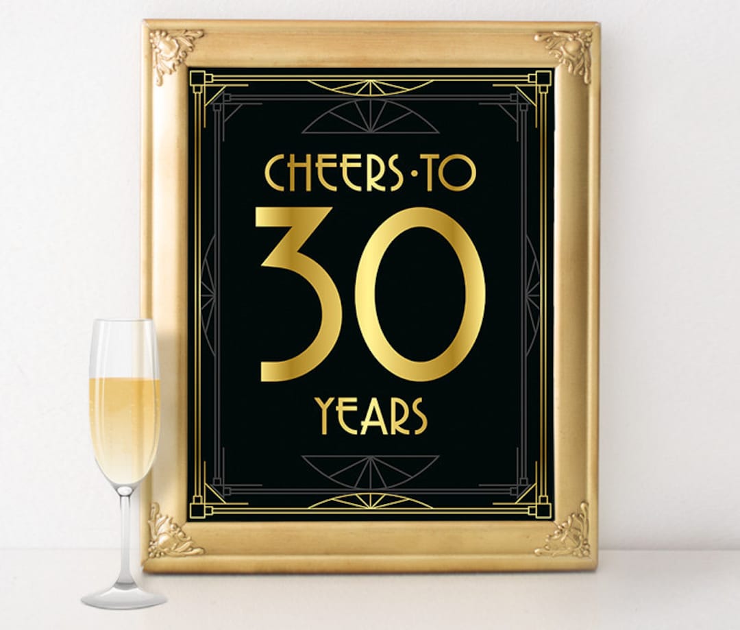 Birthday Sign Printable Cheers to 30 Years Birthday Sign. 30th Birthday ...