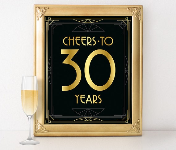 Birthday Sign Printable Cheers to 30 Years Birthday Sign. - Etsy