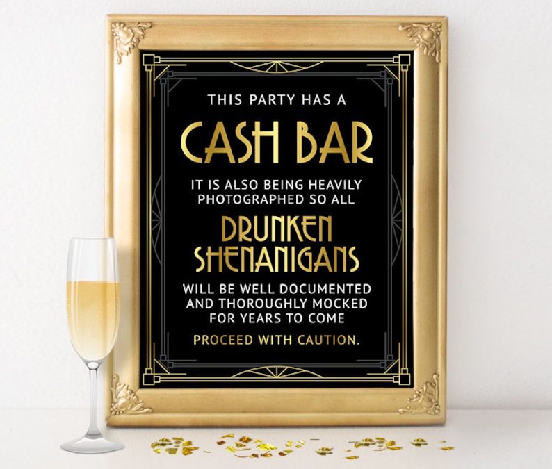Cash Bar Sign, Printable Files, Digital Download. Party Bar Decor ...