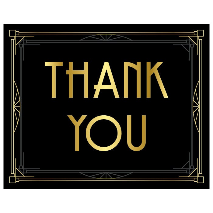 Thank You Sign for Art Deco Wedding Digital Download | Etsy