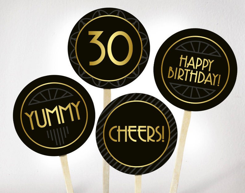 Printable 30th Birthday Cupcake Toppers
