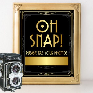 Oh Snap Wedding Sign, Wedding Photo Sign, Great Gatsby Wedding Decor ...