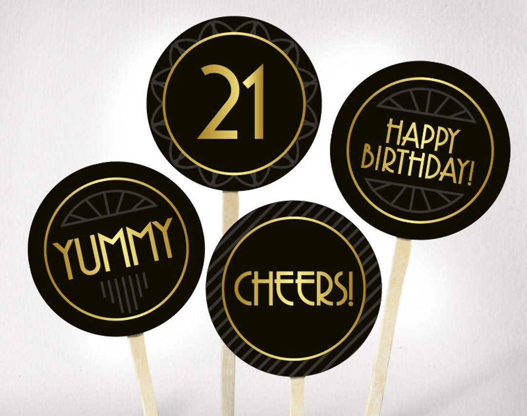 21st Birthday Cupcake Toppers Printable PDF. Printable Great Gatsby ...