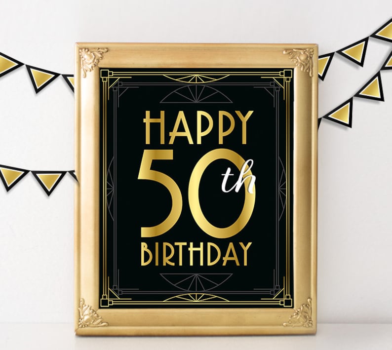 Birthday Sign - Happy 50th Birthday. Hollywood Birthday Party ...