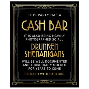 Cash Bar Sign, Printable Files, Digital Download. Party Bar Decor ...