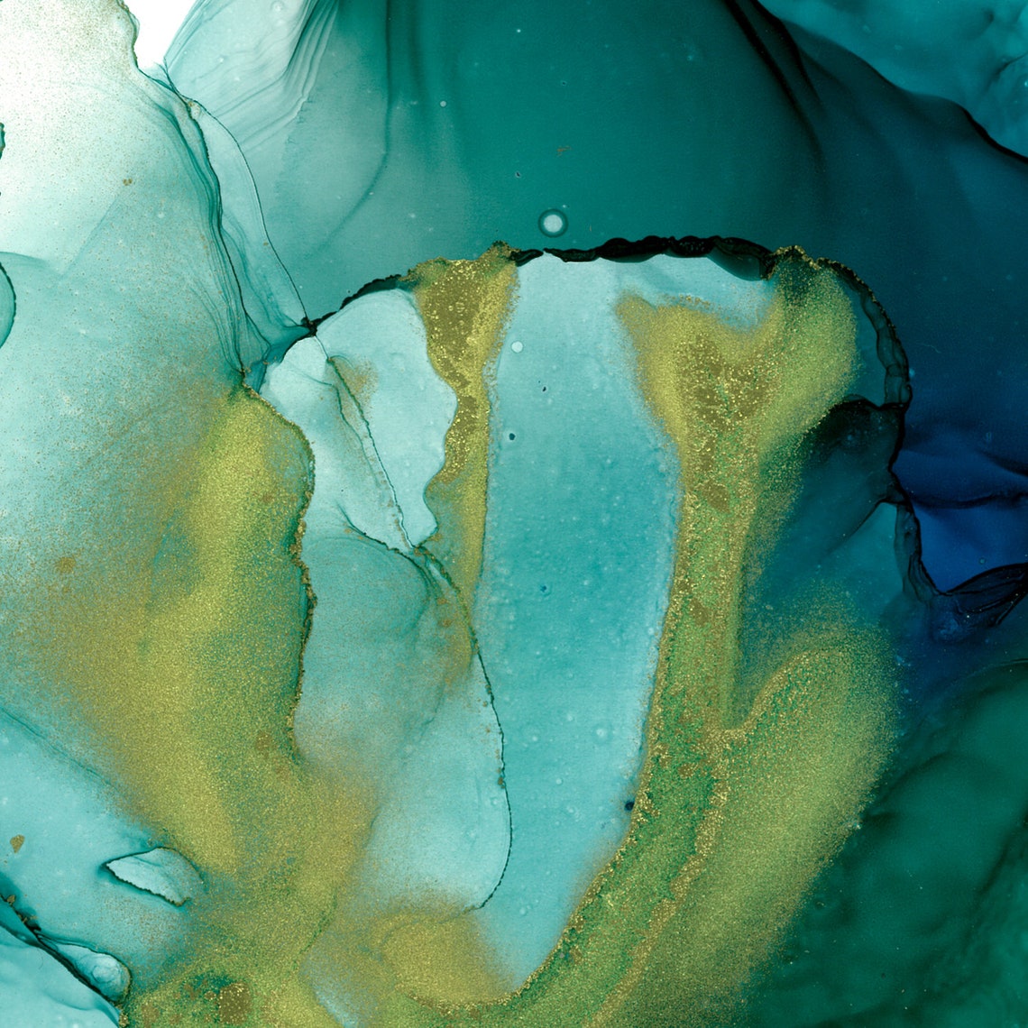 Blue Alcohol Ink Print, Abstract Art, Digital Download, Ink Painting ...