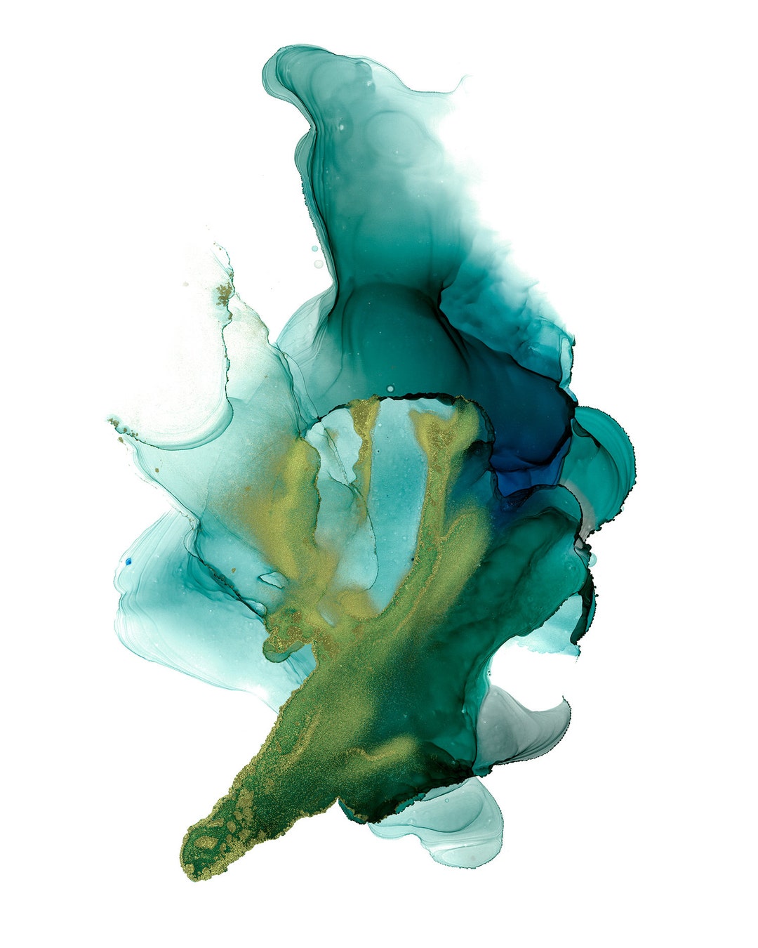 Blue Alcohol Ink Print, Abstract Art, Digital Download, Ink Painting ...