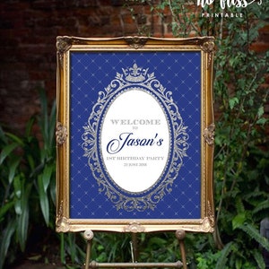 Printable Welcome Sign | Royal Blue and Silver Party Welcome Sign ...