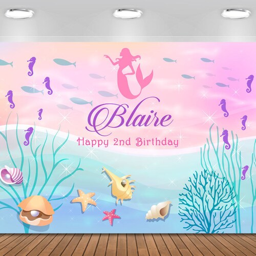 Mermaid Backdrop Banner Poster Signage Personalised - Etsy