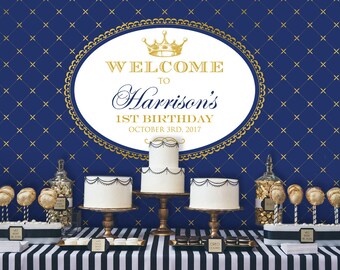 Royal Blue Prince Backdrop Boy Party Banner Poster | Etsy