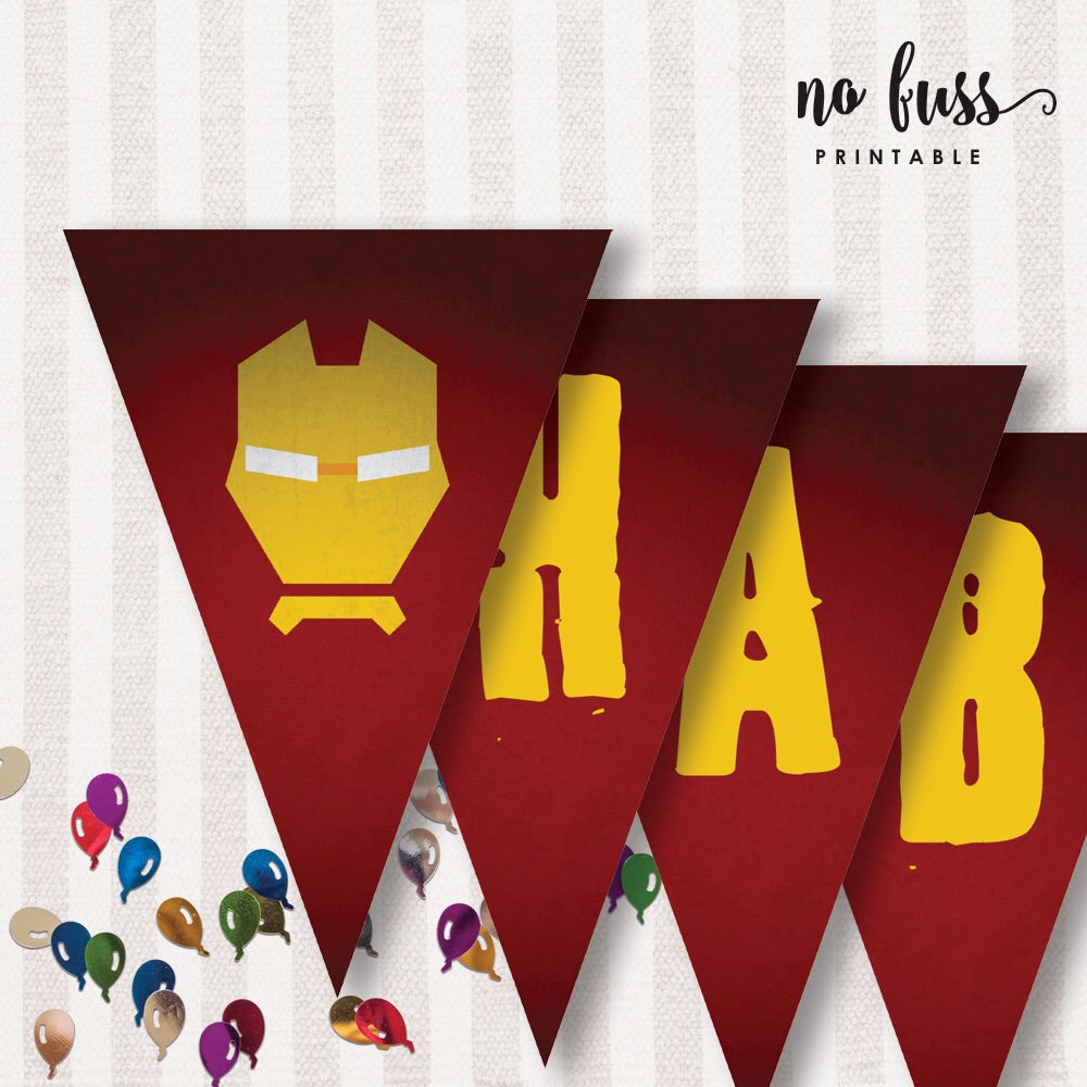 Iron Superhero Flag Bunting Flag Banner Decorations | Etsy