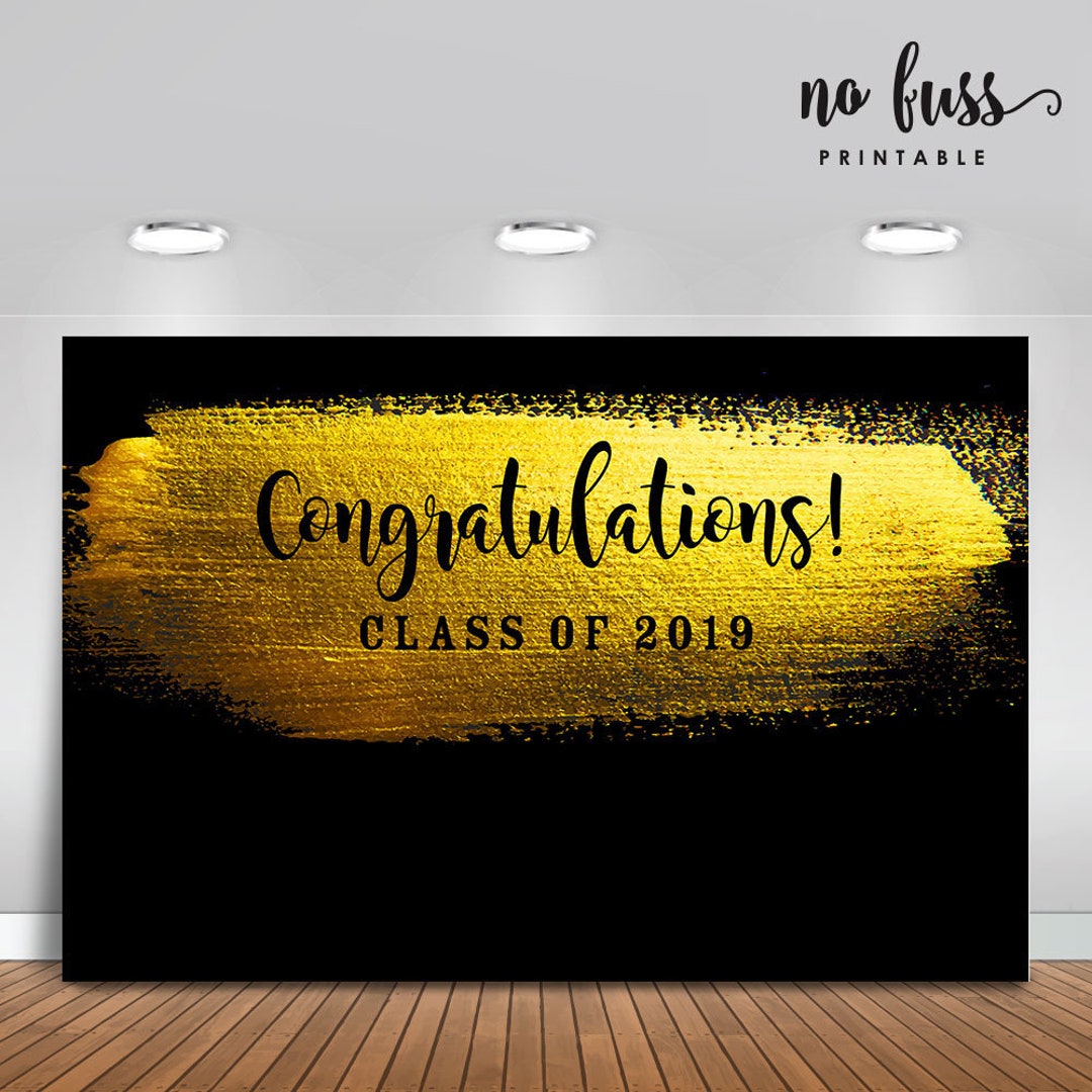 Black and Gold Backdrop | Graduation Party | Poster | Signage ...