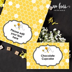 Bee Party Package Invitation Bunting Chocolate Wrapper Cupcake Topper ...