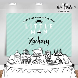 Little Man Backdrop Party Banner Poster Signage Personalised Printable ...