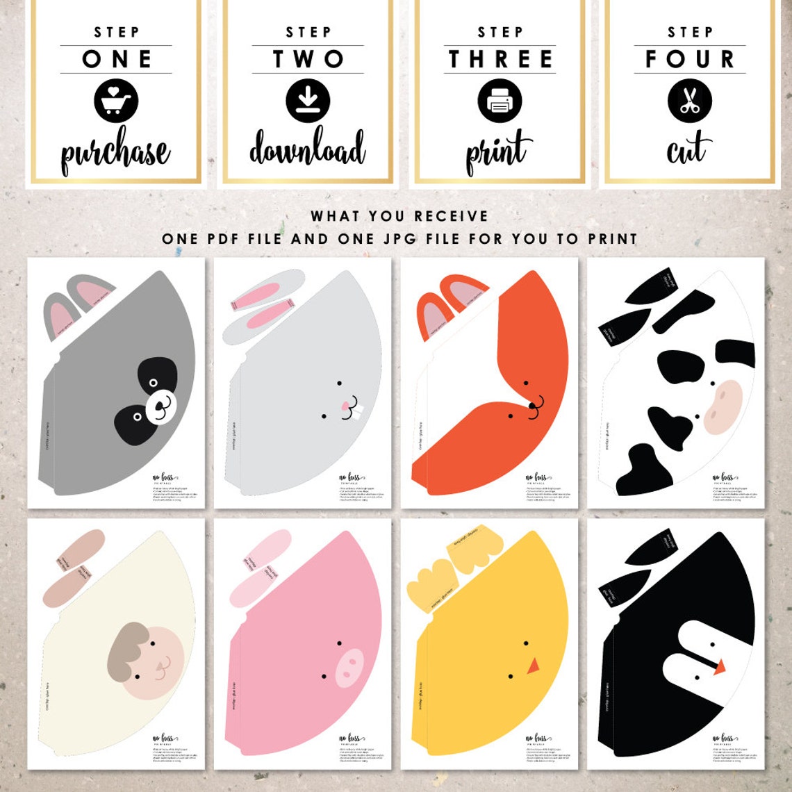 Printable Party Hats Farm Animal Birthday Party Hat - Etsy