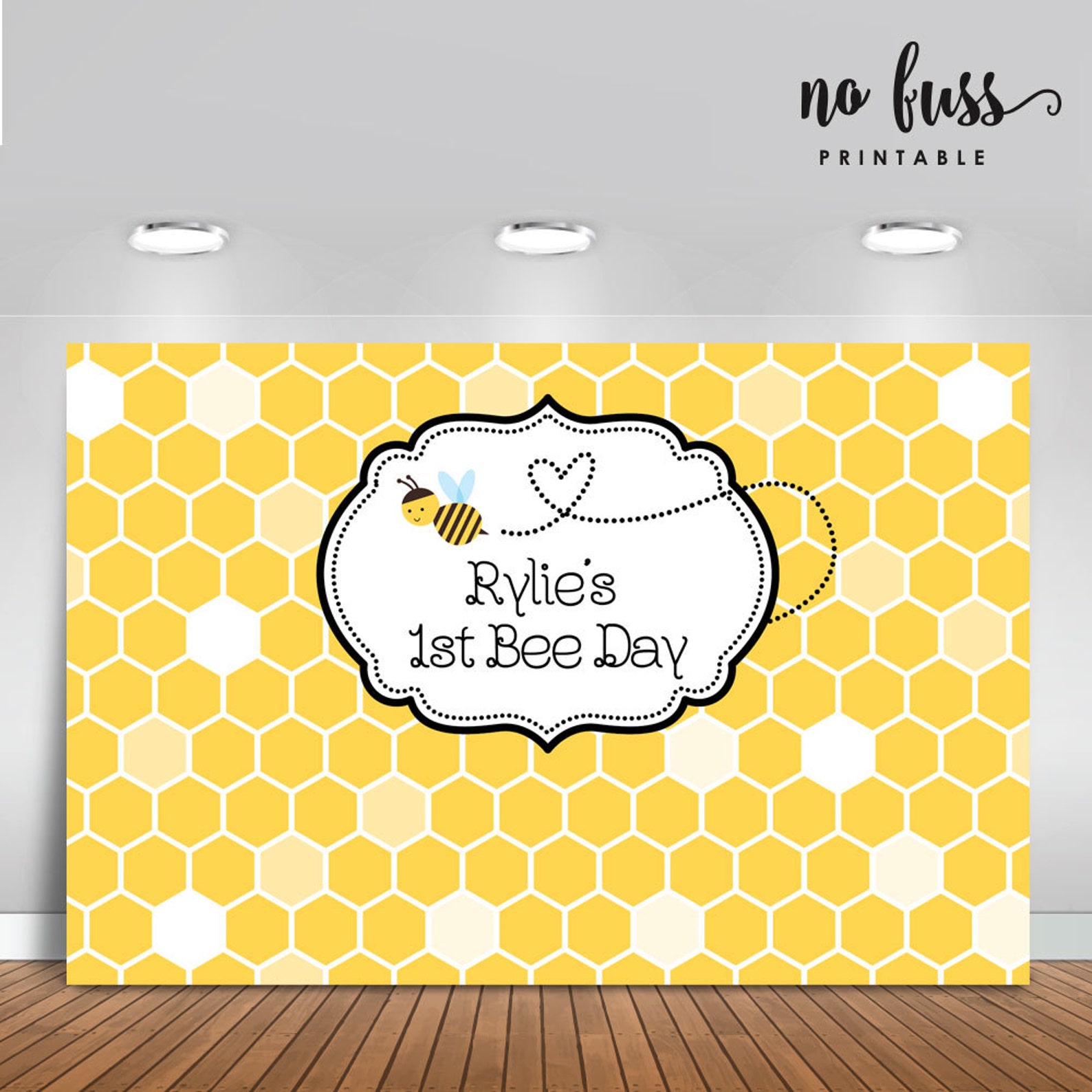 First Bee Day Backdrop Party Banner Poster Signage | Etsy